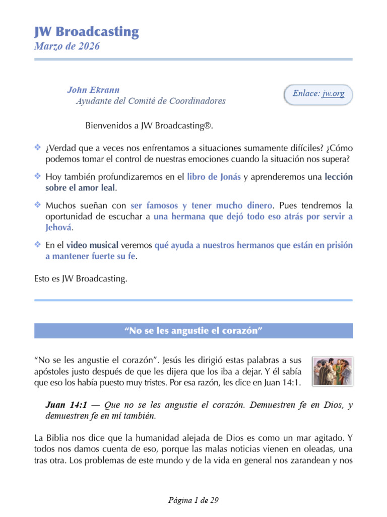 JW Broadcasting-03 Marzo 2026 | PDF | Jonás | Jesús