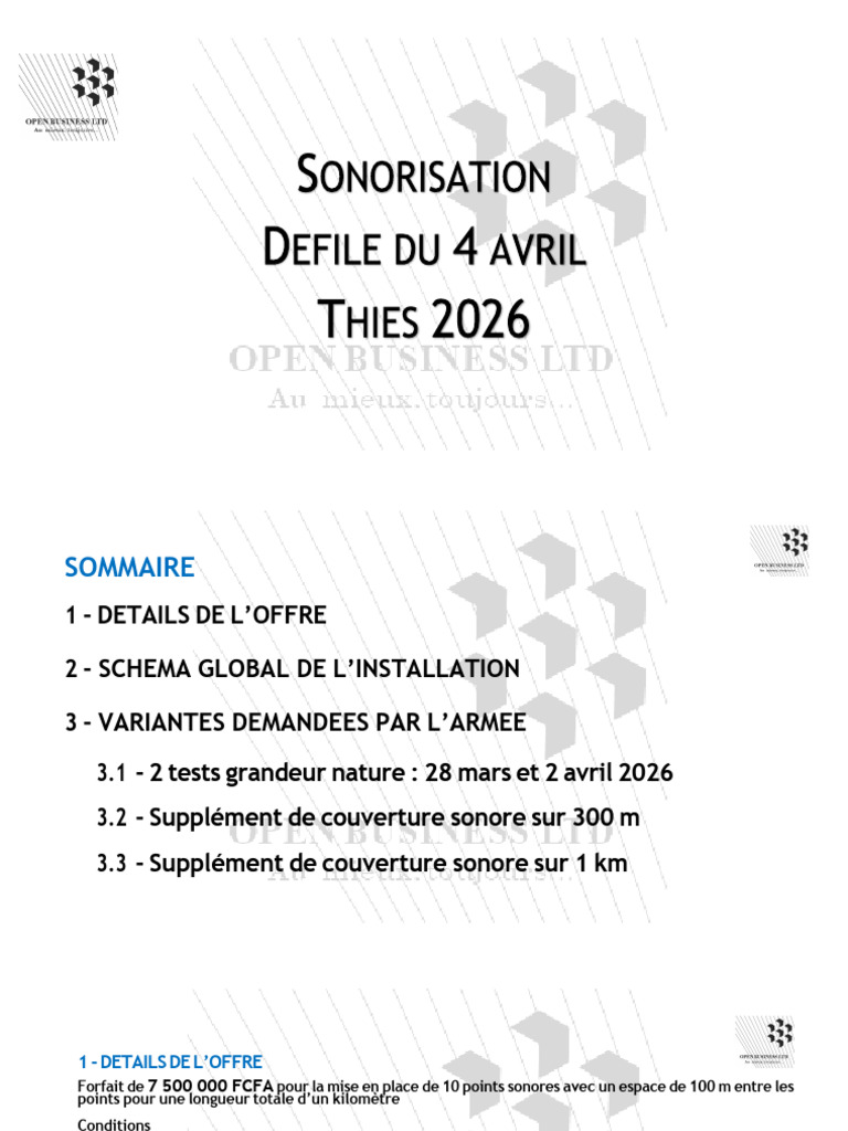 OBL - Offre Sono Défilé 4 Avril - Thiés 2026 | PDF