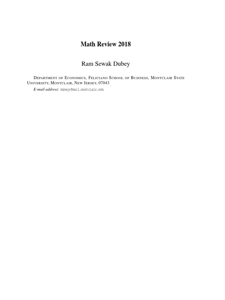 Math Review 2018 | PDF | Eigenvalues And Eigenvectors | Matrix ...