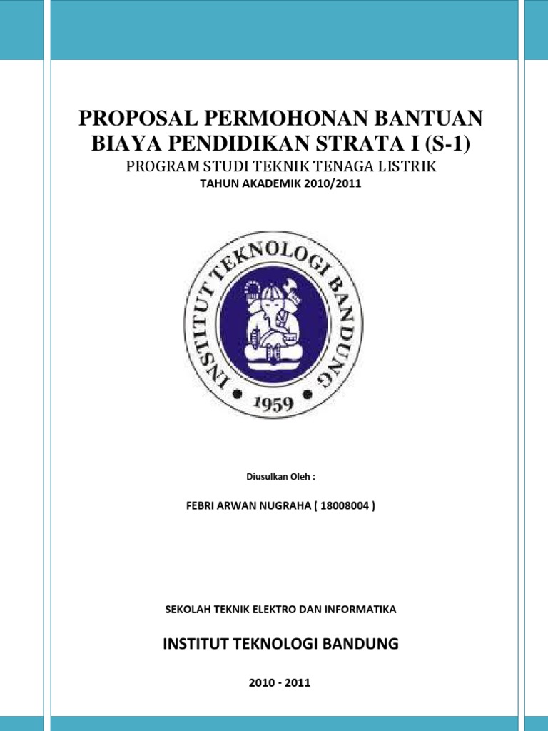 Cover-Proposal Permohonan Bantuan Biaya Pendidikan Strata I | PDF ...