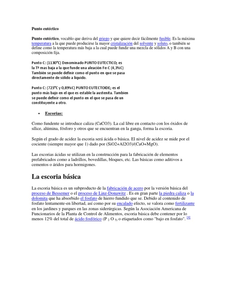 Definición de Punto Eutéctico y Escorias | PDF