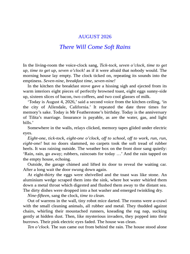 There Will Come Soft Rains | PDF