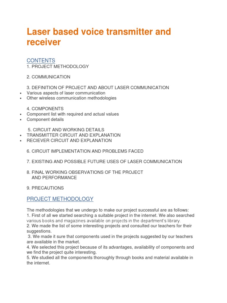 Laser Based Voice Transmitter and Receiver | PDF | Infrared | Capacitor