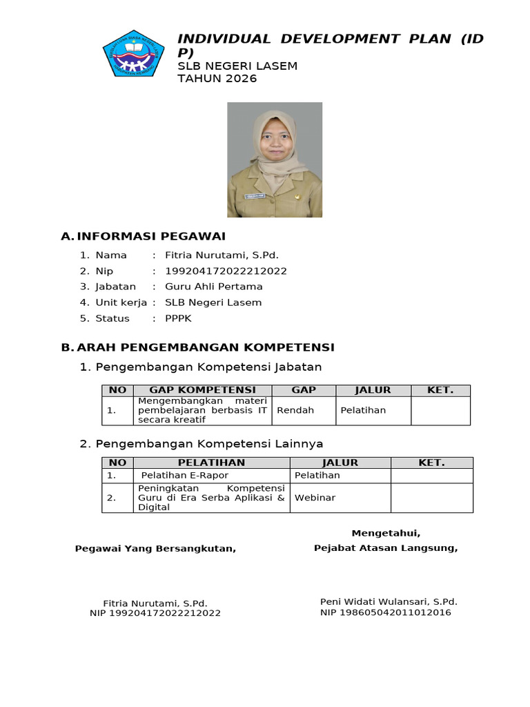 Form 3 Individual Development Plan (Idp) Fitria Nurutami | PDF