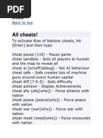 Rise of Nations Cheats & Codes | PDF | Cheating In Video Games | Pointer (Computer Programming)