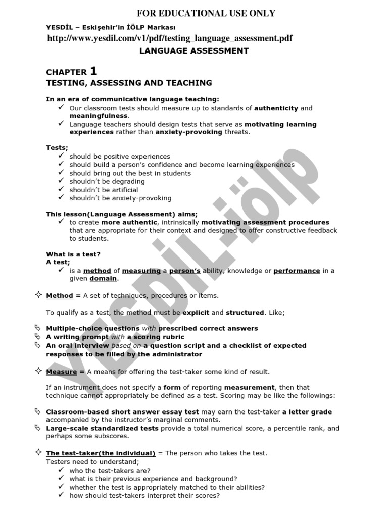 Testing, Assessing, and Teaching Chapter 1 | PDF | Educational ...