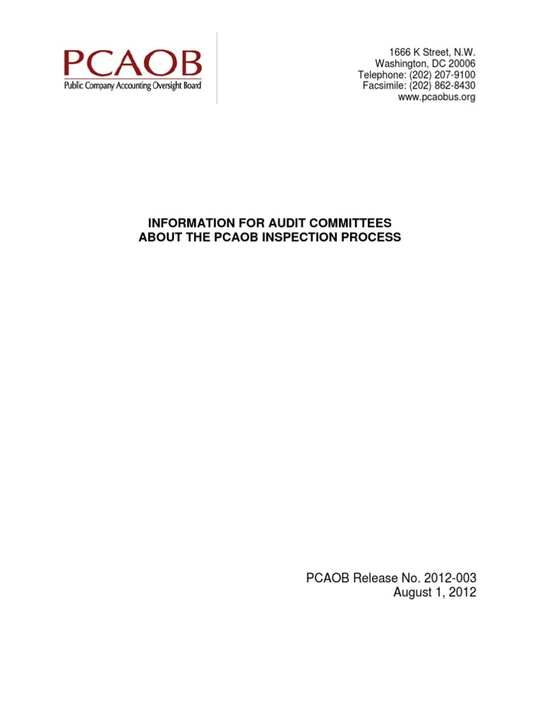 Inspection Information For Audit Committees | PDF