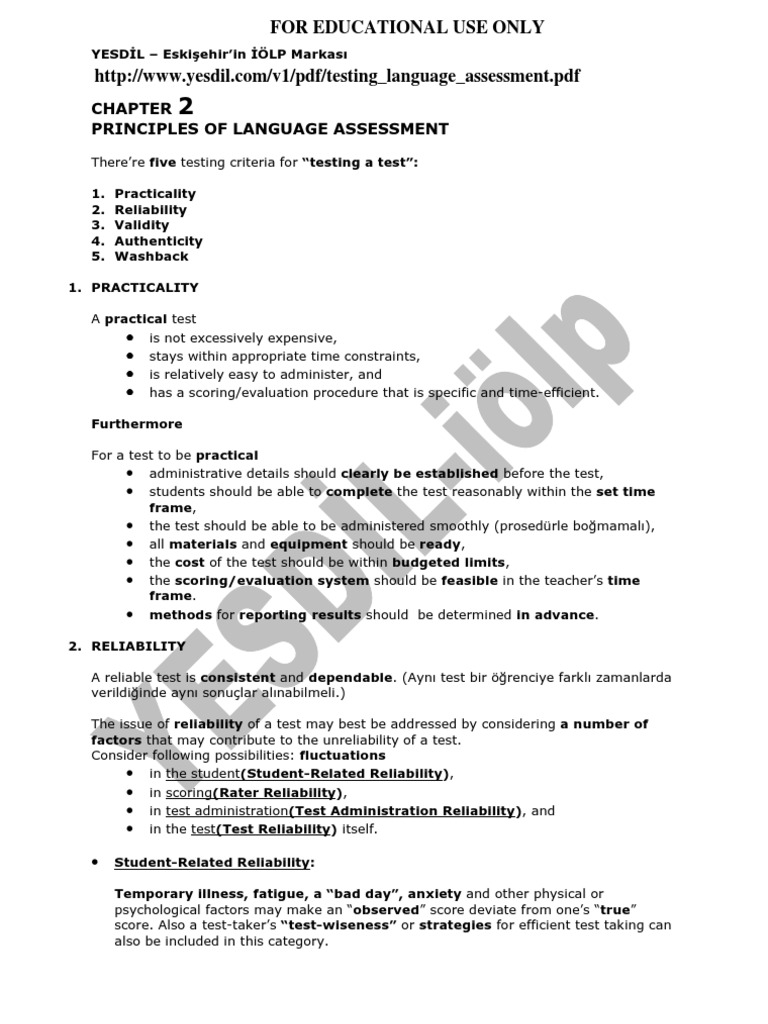 Principles of Language Assessment Chapter 2 | PDF | Validity ...