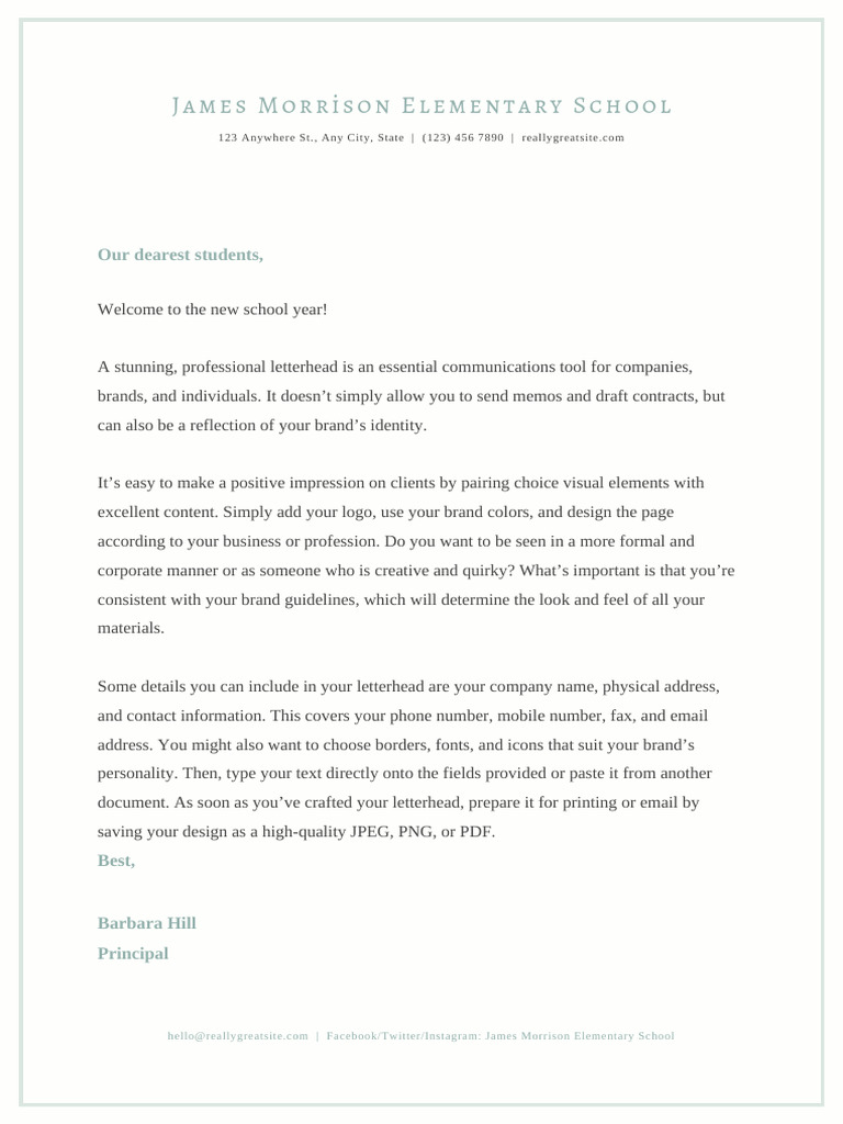 White Bordered Welcome Letter To The Students School Letters | PDF