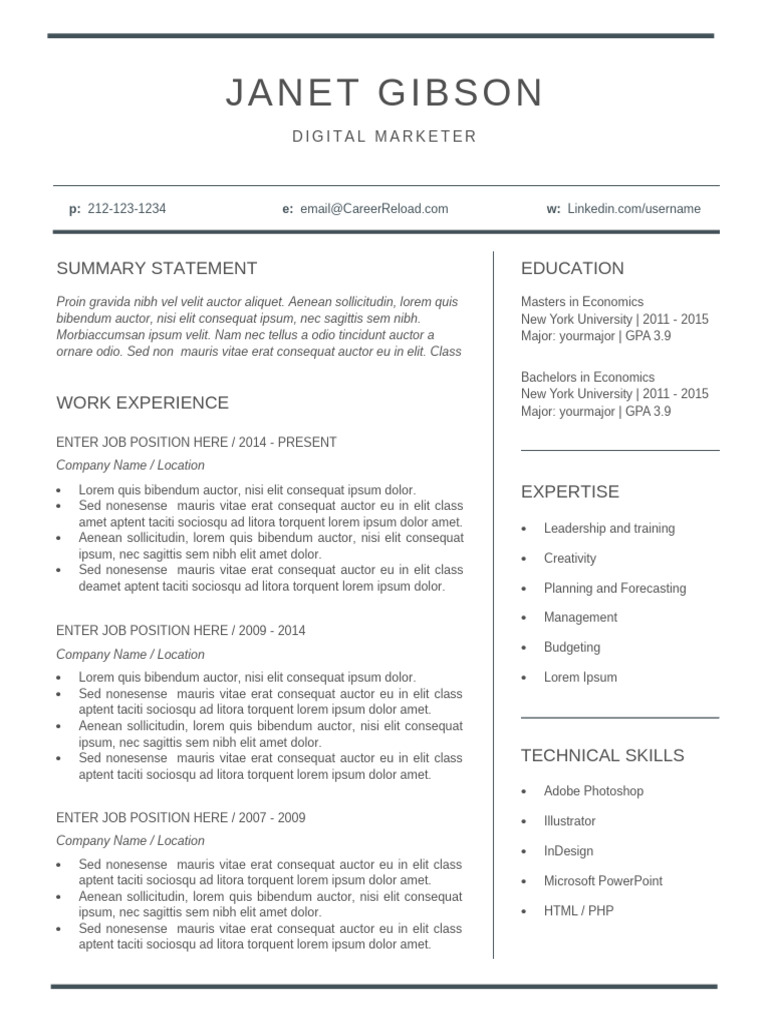 Resume Template Janet | PDF