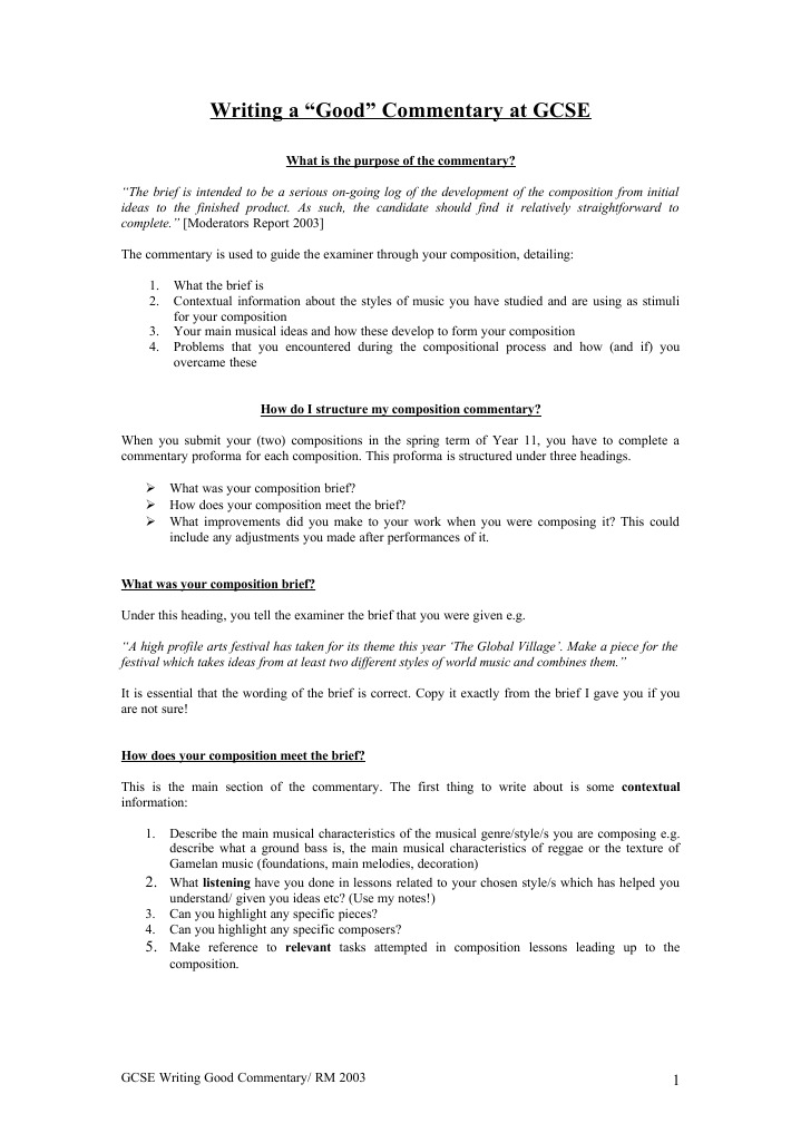 Writing A Good Commentary | PDF | Musical Compositions | Performing Arts