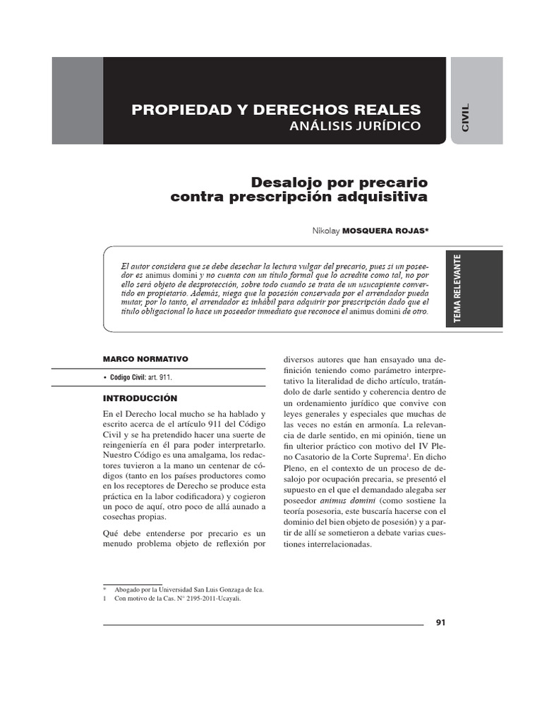 Desalojo Por Precario Contra Prescripcio | PDF