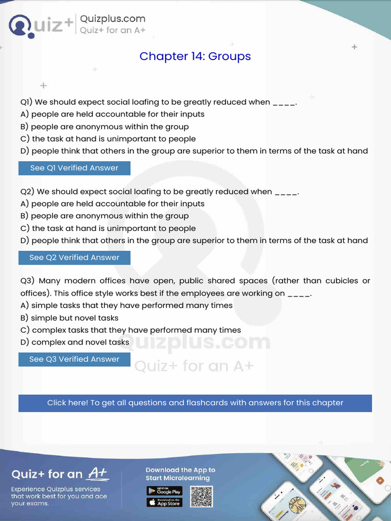 We Should Expect Social Loafing To Be Greatly Reduced When | PDF ...
