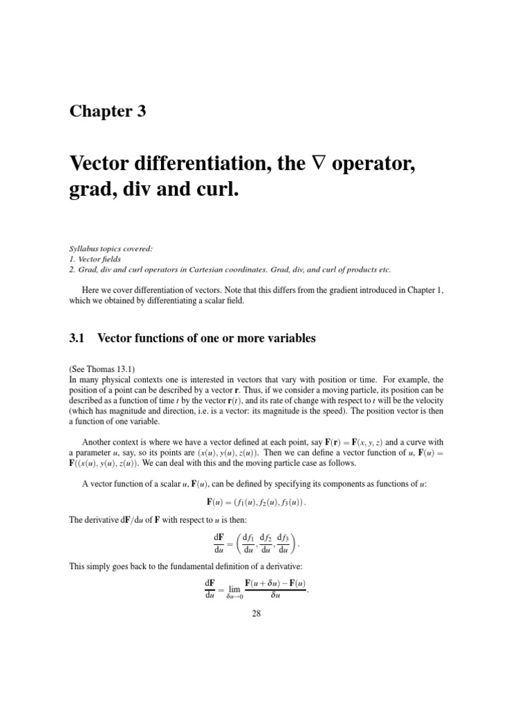 Vector Differentiation, The Ñ Operator | PDF