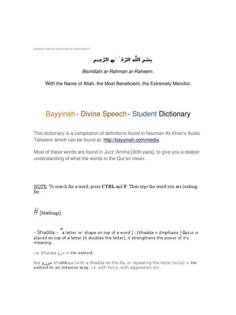 Arabic Dictionary | PDF | Allah | Prophets And Messengers In Islam
