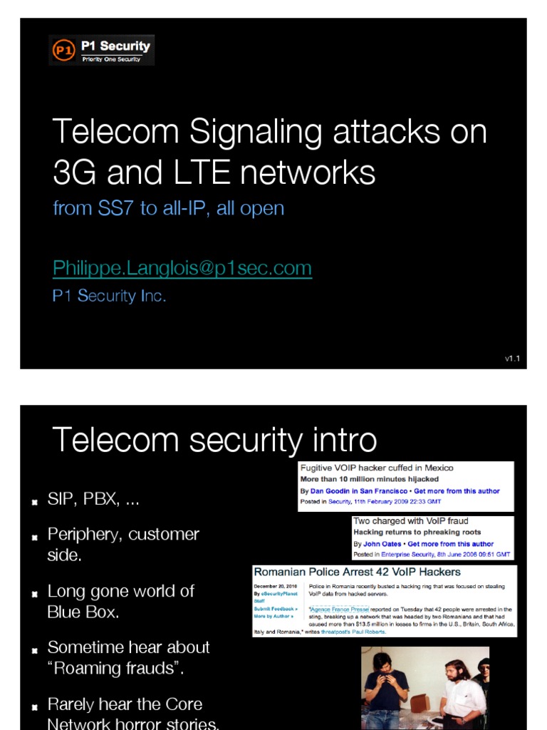 Telecom Signalling Attacks - SS7 To All IP | PDF | Communications ...
