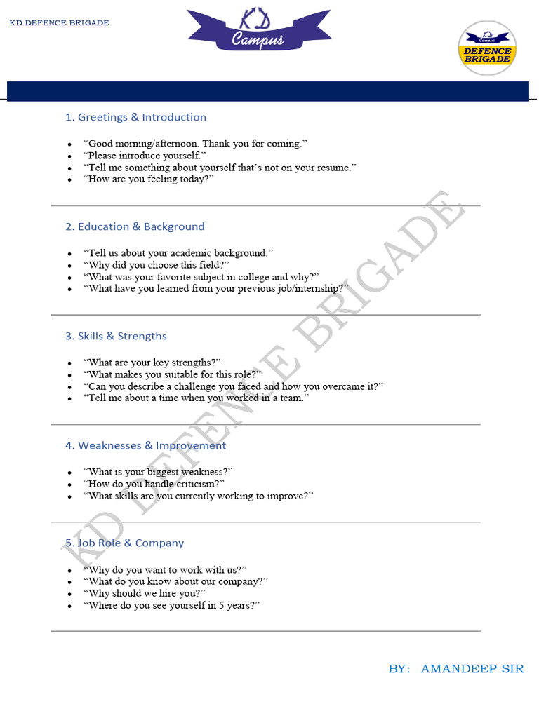 Basic Interview Questions | PDF