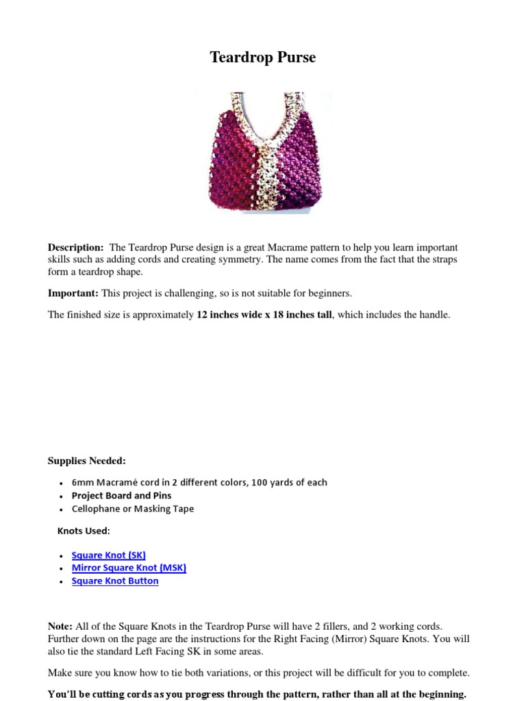 Teardrop Purse | PDF | Knot | Necktie