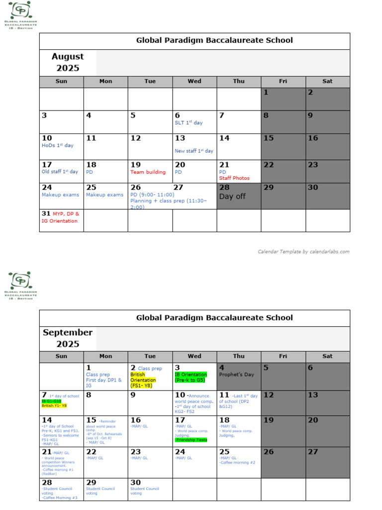 2025 2026 School Monthly Calendar | PDF
