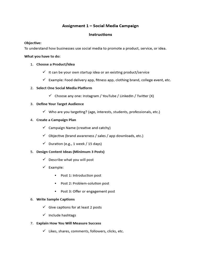 Assignment 1 - Social Media Campaign | PDF