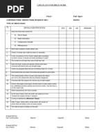 Brickwork Inspection Checklist | PDF | Brick | Masonry