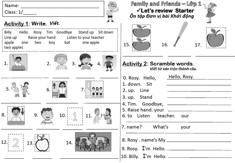 Review Unit Starter - Grade 1 | PDF