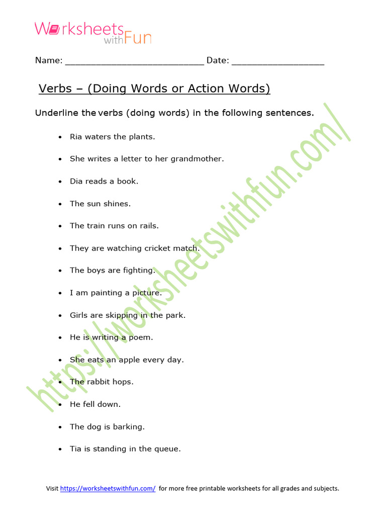 Underline The Verbs 2 | PDF