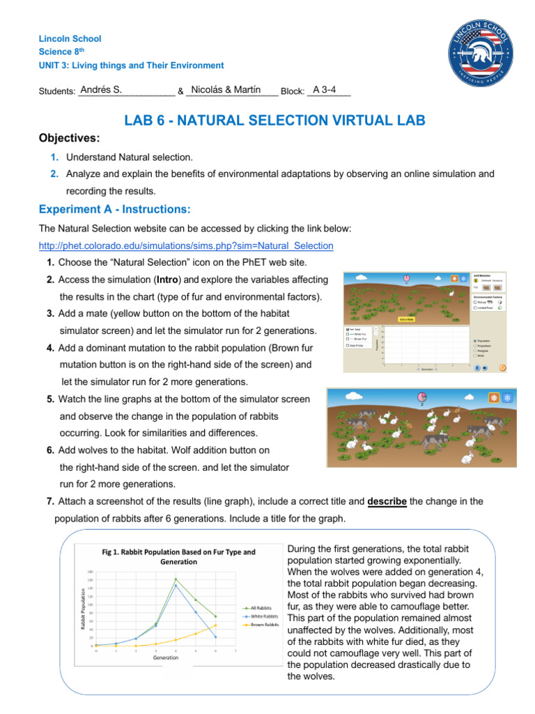 Natural Selection Virtual LAB 2 | PDF | Rabbit | Natural Selection