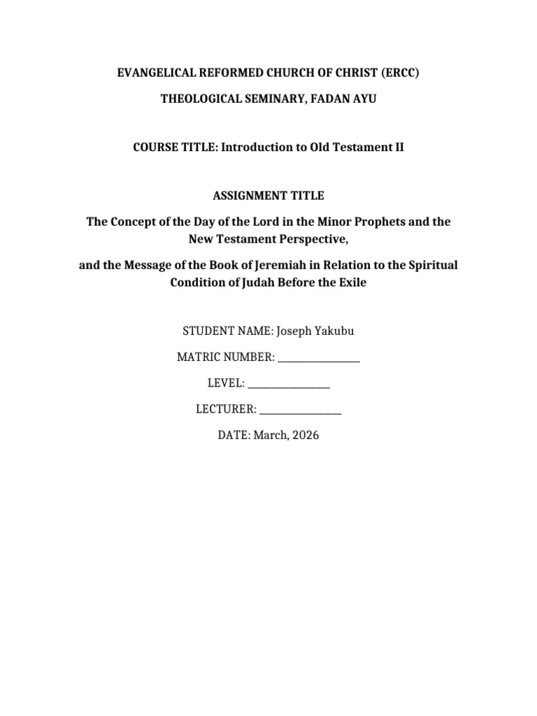 Complete Old Testament Assignment | PDF