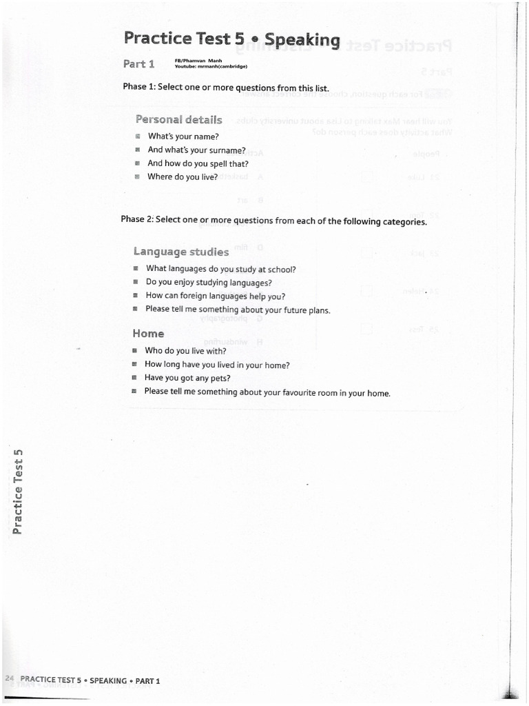 Speaking Ket Test 5 | PDF