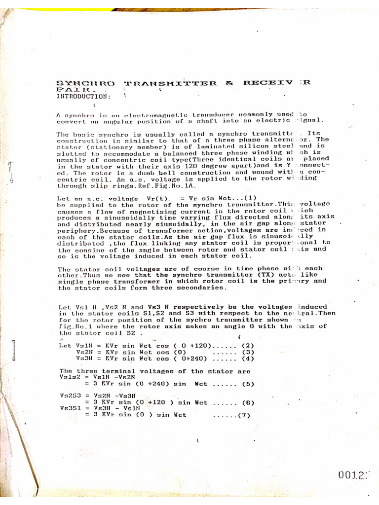Synchro Transmitter & Receiver Pair | PDF
