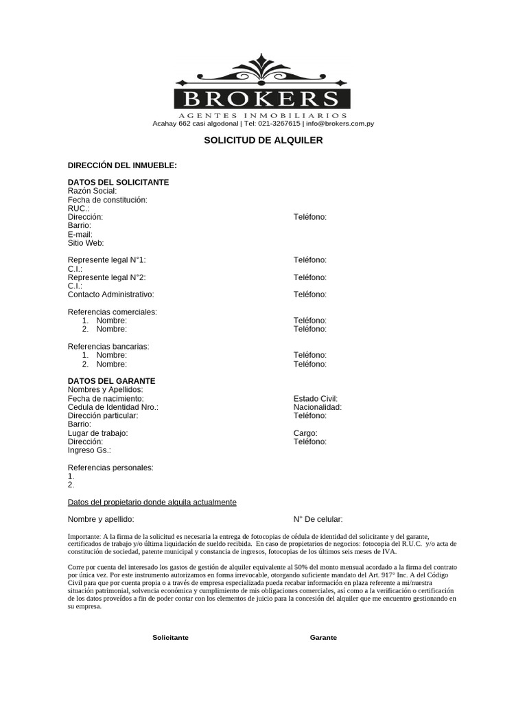 Solicitud de Alquiler P. Juridica 2025 | PDF | Documento de identidad