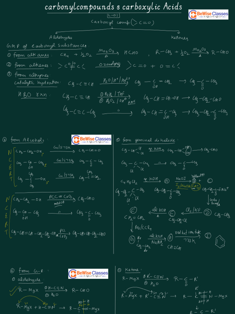 002 1 Carbonyl Compounds & Carboxylic Acids Crash Course L01 Not | PDF