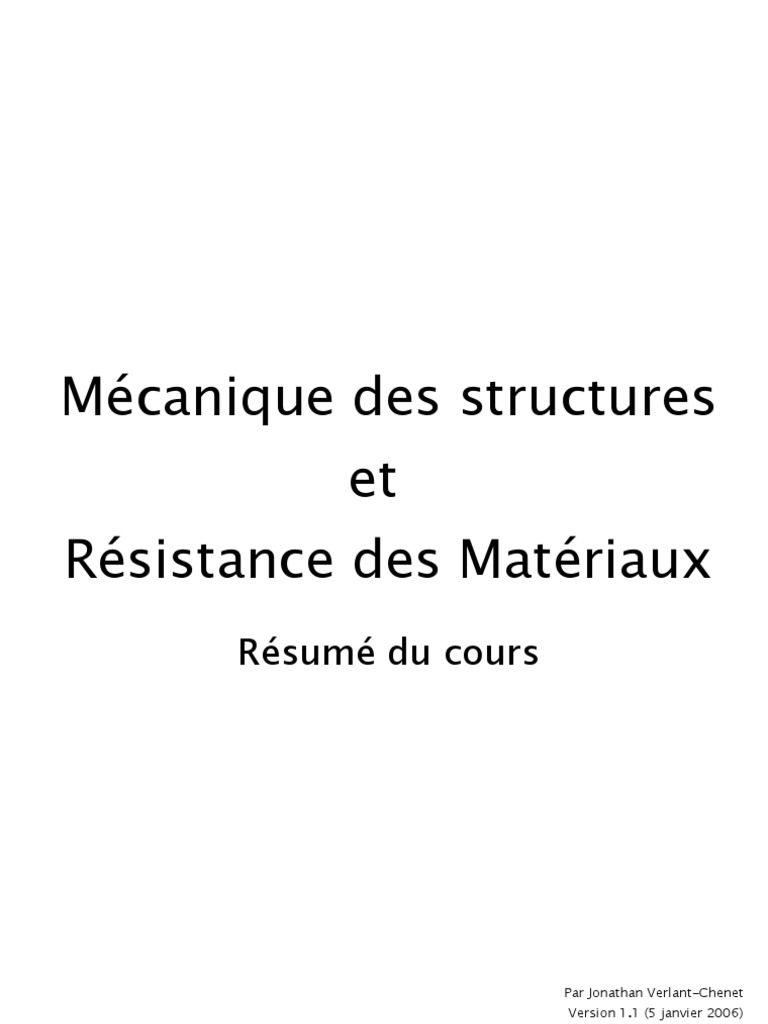 Mécanique des Structures et Matériaux | PDF | Flexion (matériau ...