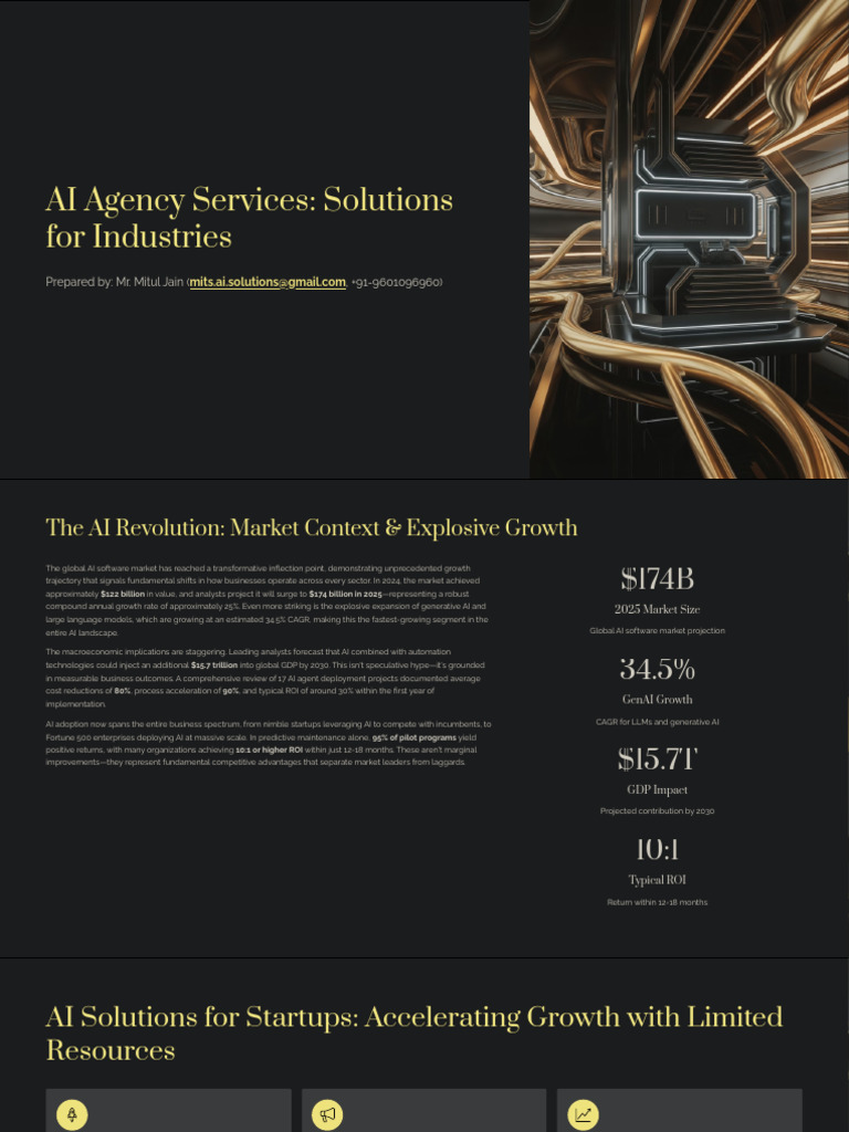 AI Agency Services: Solutions For Industries: Prepared By: Mr. Mitul ...
