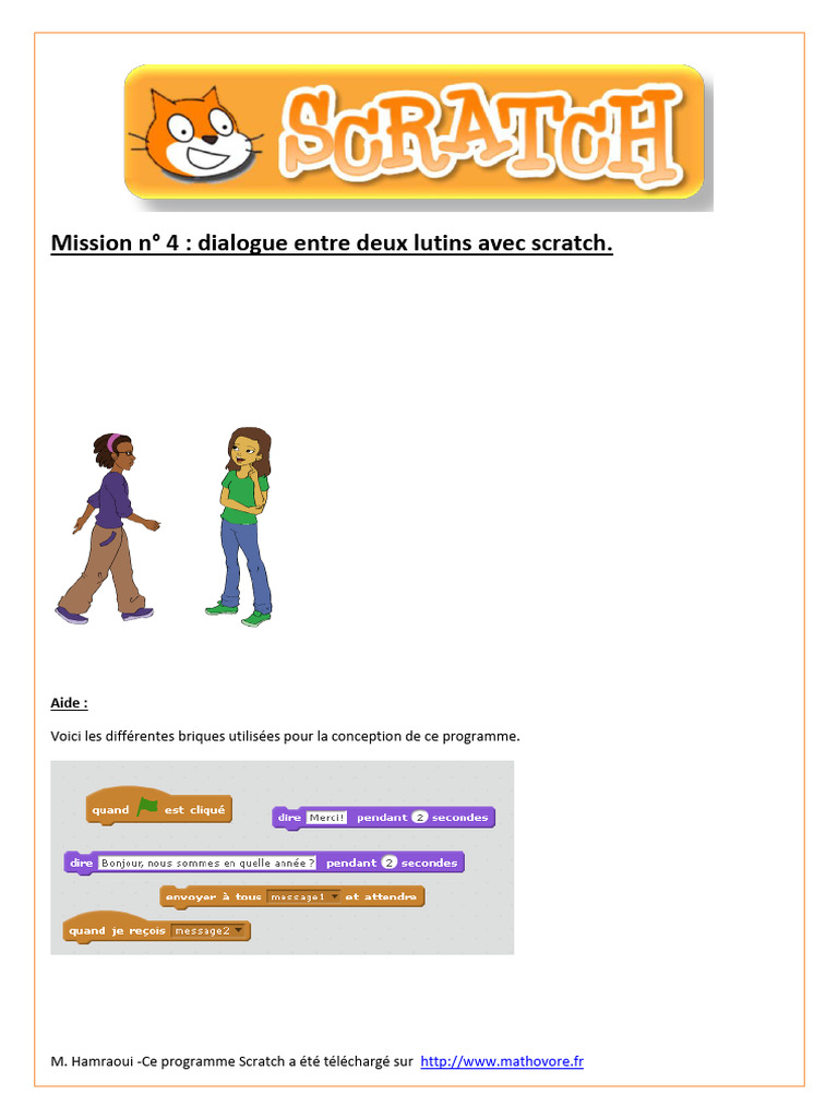 Mission 4 Dialogue Entre Lutins Scratch | PDF