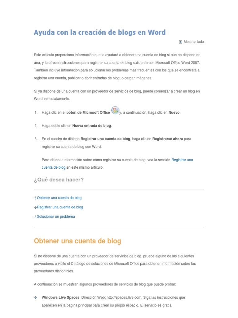 Ayuda Con La Creación de Blogs en Word | PDF | Localizador Uniforme de ...