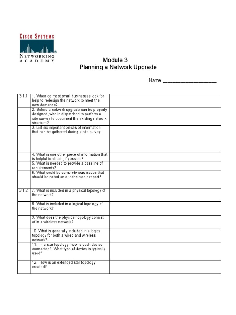Blank Module 3 Study Guide | PDF | Router (Computing) | Network Switch