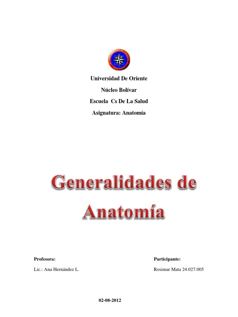 Generalidades de Anatomia | PDF | Términos anatómicos de ubicación ...