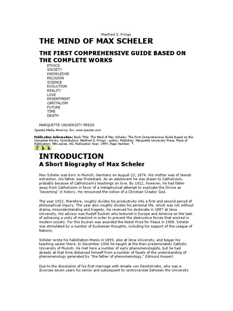 The Mind of Max Scheler | PDF | Phenomenology (Philosophy) | Edmund Husserl