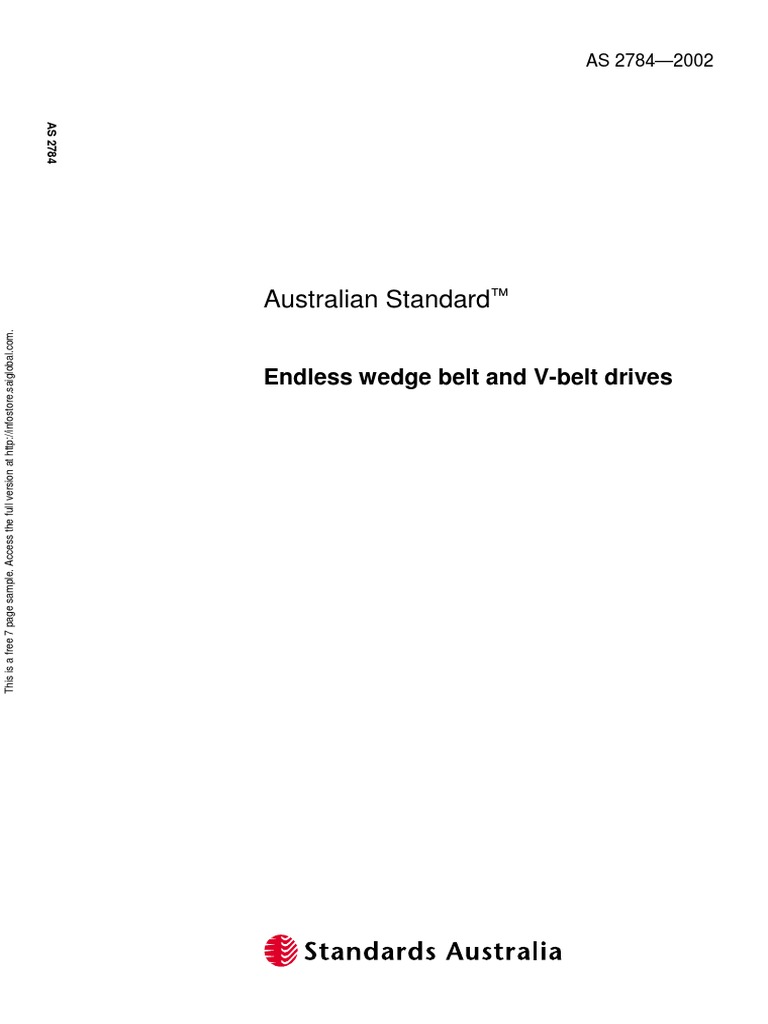 As 2784-2002 Endless Wedge Belt and V-Belt Drives | PDF | Belt ...