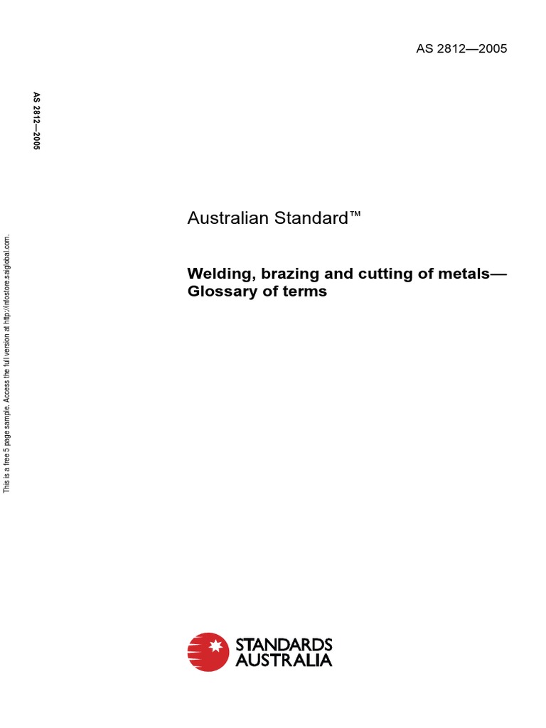 As 2812-2005 Welding Brazing and Cutting of Metals - Glossary of Terms ...