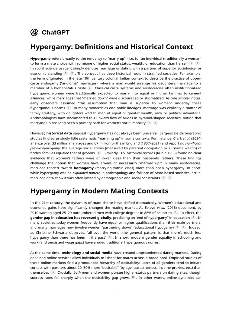 Hypergamy DefinitionsandHistoricalContext | PDF | Physical ...