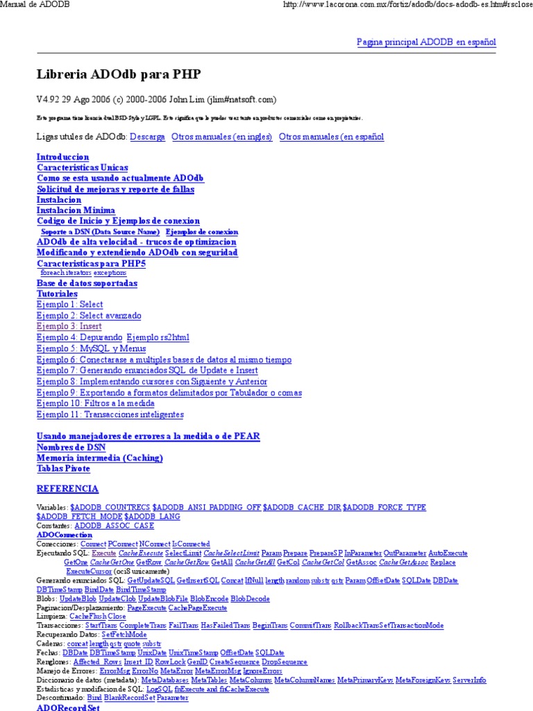 Manual de ADODB | PDF | Active X Data Objects | SQL