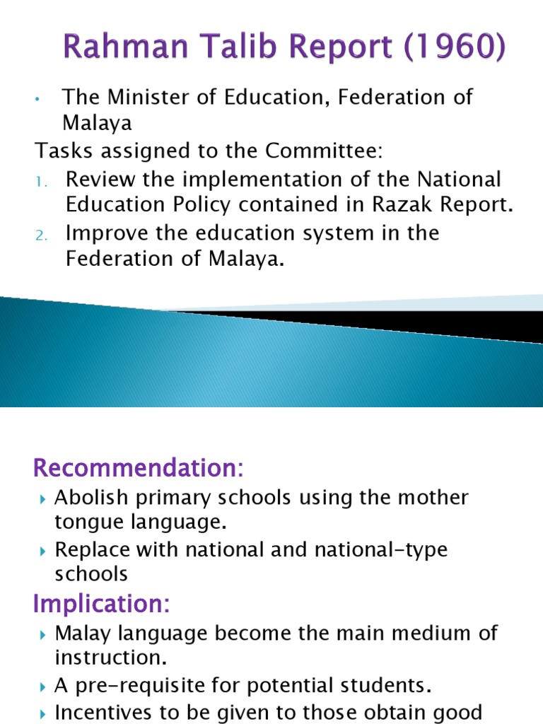 Rahman Talib Report (1960) | PDF