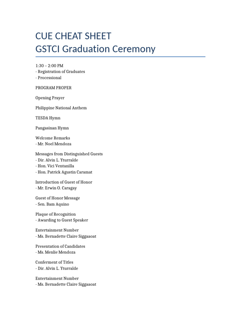 GSTCI Cue Cheat Sheet | PDF
