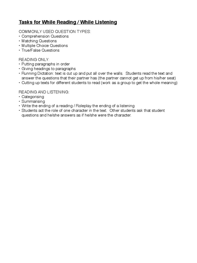 Effective Reading and Listening Tasks | PDF