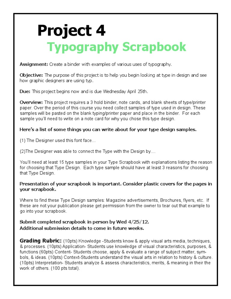 Typography Scrapbook Project Guide | PDF