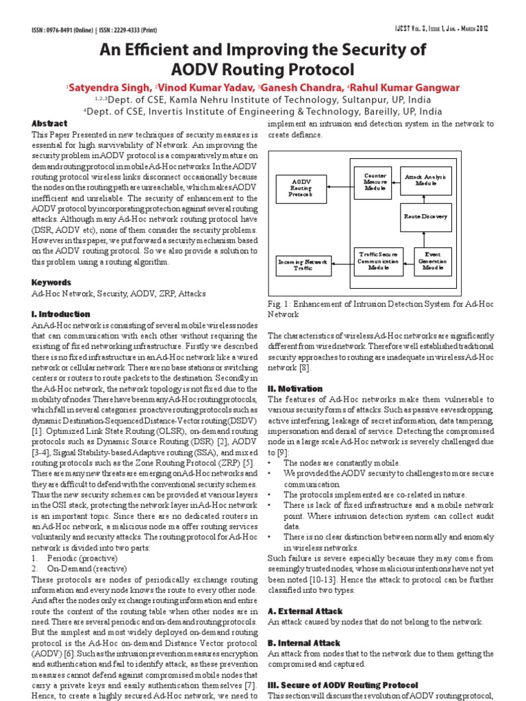 An Efficient and Improving The Security of AODV Routing Protocol | PDF ...