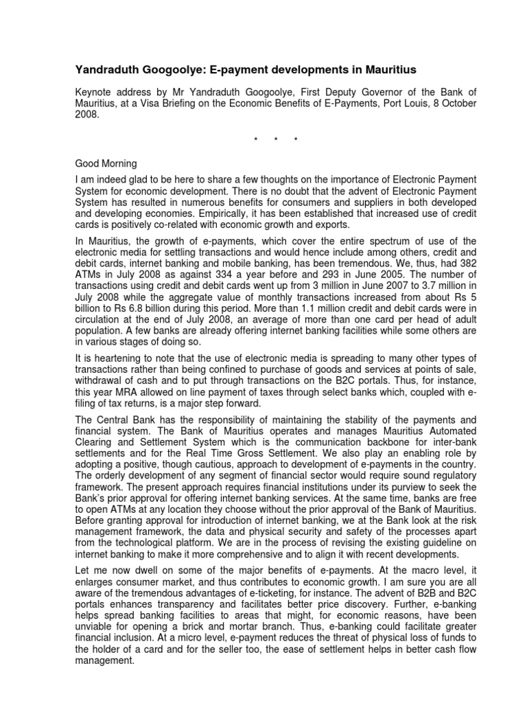 E Payments in Mauritius | PDF | Credit Card | Debit Card